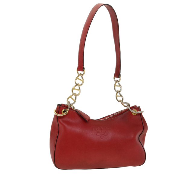 Prada | Bags | Prada Shoulder Bag Leather Red Auth 4586 | Poshmark